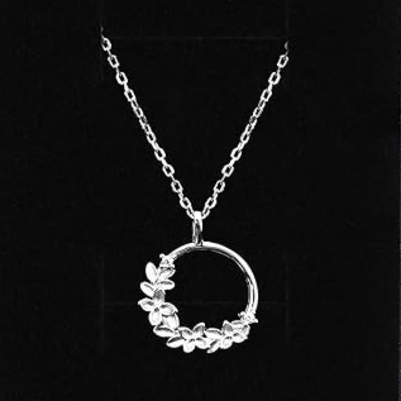 Jewelry | New 925 Sterling Silver Flower Circle Pendant Necklace With ...